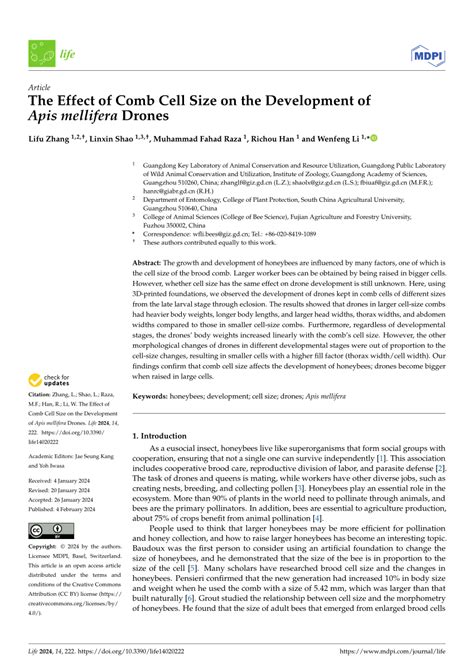 Pdf The Effect Of Comb Cell Size On The Development Of Apis Mellifera Drones