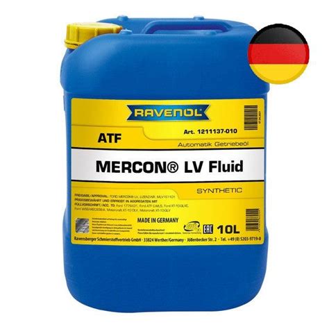 Трансмиссионное масло RAVENOL ATF Mercon LV, синтетическое, 10 л ...