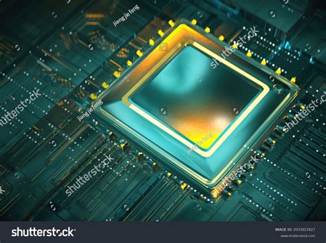 D Rendering Futuristic Microchip Processor Lights Stock Illustration Shutterstock