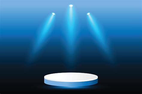 연단 추상적인 배경 기하학적 모양 블루 컬러 장면입니다 최소 3d 렌더링 스포트라이트로 조명되는 둥근 연단 스톡 벡터 일러스트레이션 이미지입니다 0명에 대한 스톡 벡터 아트