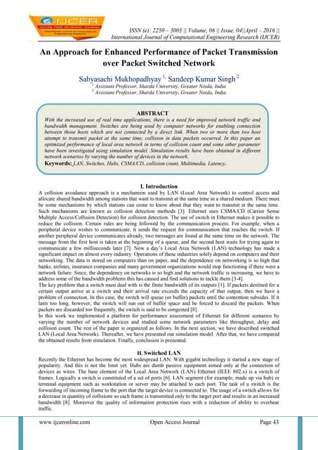 An Approach For Enhanced Performance Of Packet Transmission Over Packet Switched Network Pdf