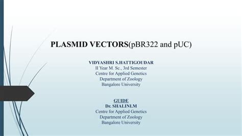 Plasmids And Vectors Pptx