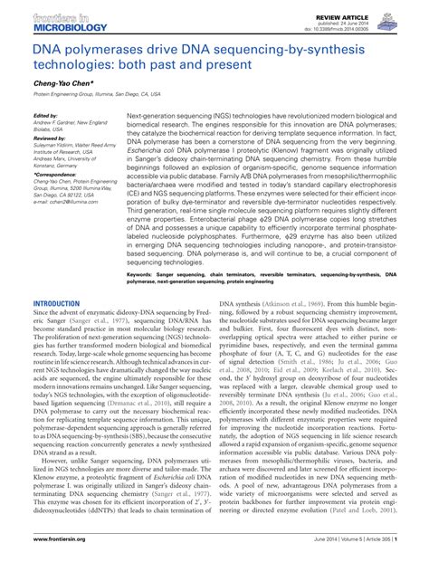Pdf Dna Polymerases Drive Dna Sequencing By Synthesis Technologies Both Past And Present