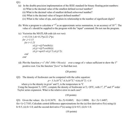 Solved Q1 A In The Double Precision Implementation Of The