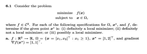 Solved Consider the problem minimize subject to f x xΩ Chegg com