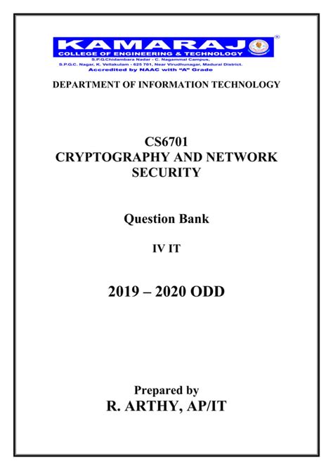 Cs6701 Cryptography And Network Security Pdf Information And