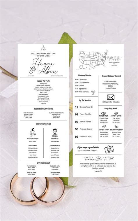 Infographic Wedding Program Canva Template Customıze Fun Wedding Programs Non Traditional