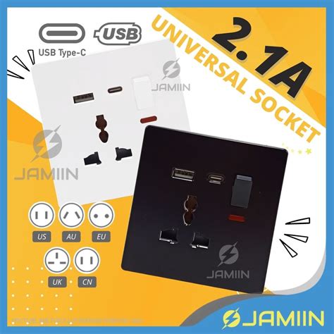 13a Universal Switch Socket Usb Port 21a Type C Fast Charging Usb