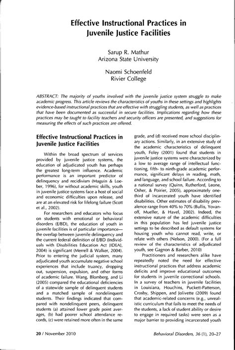 pdf effective instructional practices in juvenile justice facilities