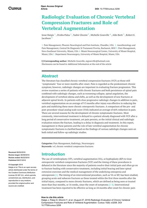 Pdf Radiologic Evaluation Of Chronic Vertebral Compression Fractures