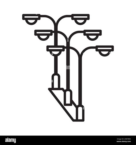 Street Lighting Icon Black Line Art Vector In Black And White Outline Set Collection Sign Stock