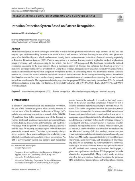 Intrusion Detection System Based On Pattern Recognition Pdf Support