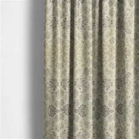 Mumbai Raised Textured Chenille Lilac Colour Floral Pattern Upholstery