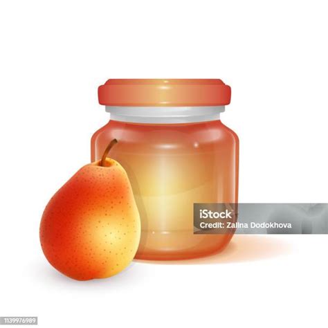 유리 항아리 빛 배경에 배 잼 잼에 대 한 레이블 당신의 브랜드 현실적인 그림에 대 한 모의 광고 0명에 대한 스톡 벡터 아트 및 기타 이미지 Istock