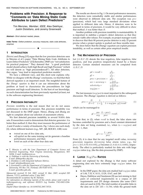 Pdf Problems With Precision A Response To Comments On Data Mining