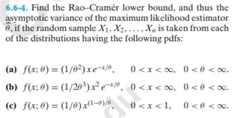 Answered 6 6 4 Find The Rao Cramér Lower Bound … Bartleby