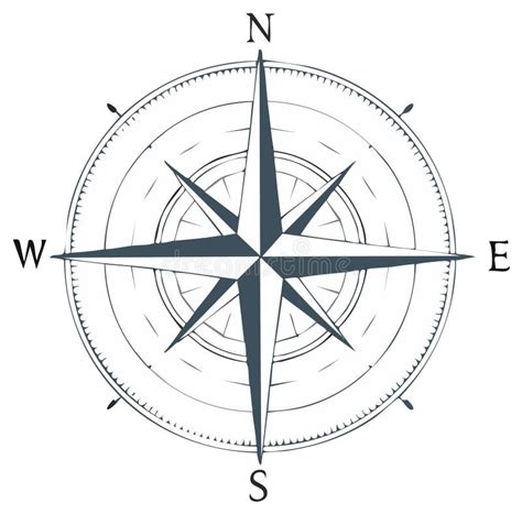 Classic Compass Rose Navigation Symbol With Cardinal Directions Vector