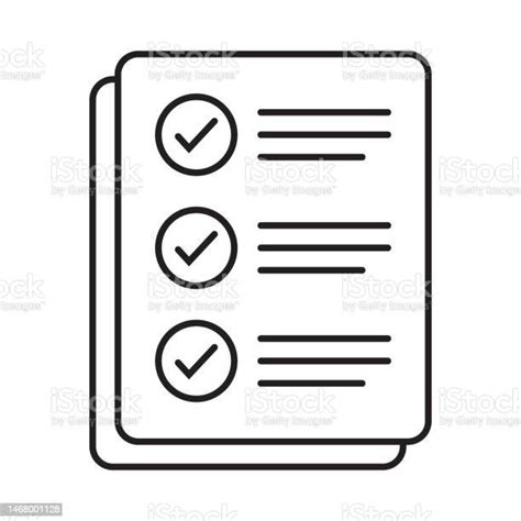 라인 아트 스타일의 체크리스트 벡터 아이콘입니다 문서 아이콘 설문지 아이콘 그래픽 및 웹 디자인을 위해 흰색 배경에 격리된 그림 긴급 개념에 대한 스톡 벡터 아트 및 기타