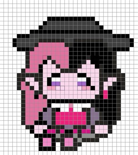 Monster High G3 Draculara Perler Bead Pixel Art Pattern With Witch Hat