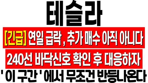 테슬라 주가 전망 아직 추가 매수 타이밍 아닙니다 240선 바닥 신호 확인하고 대응하세요 이 구간에서는 무조건 반등 나올 겁니다 테슬라 주식 분석 테슬라 하락