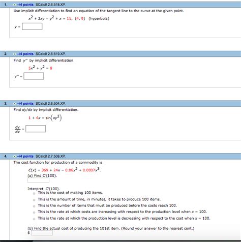 Solved Use Implicit Differentiation To Find An Equation Of