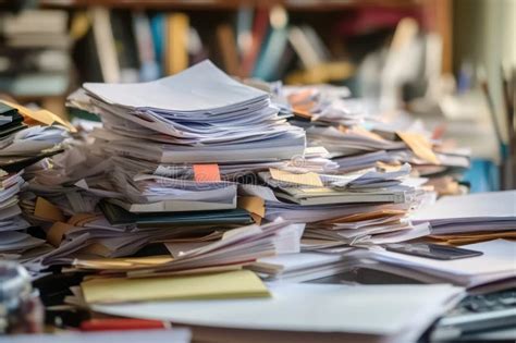 Messy Office Desk With Paper Documents And Bills Stock Image Image Of Notes Notebook 378866783