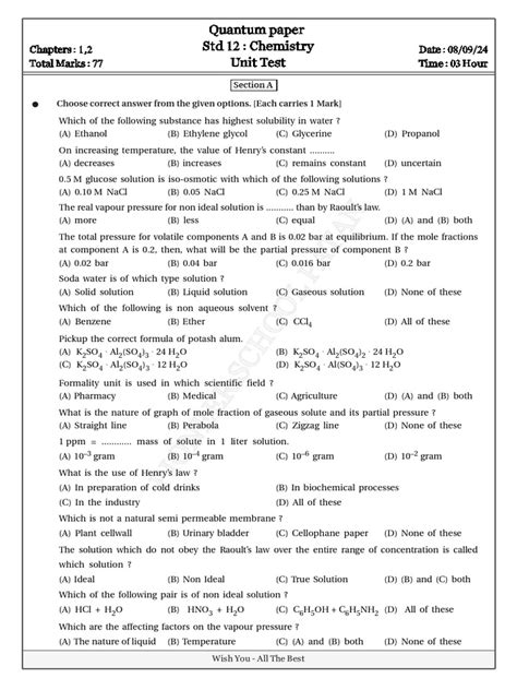 Unittest D08 Sep 2024 Pdf Chemistry Physical Chemistry