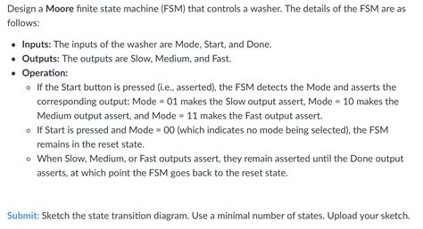 solved design a moore finite state machine fsm that