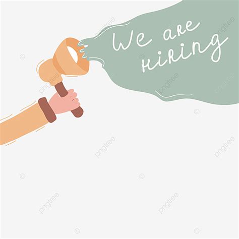 손에 확성기와 비문 우리는 비즈니스를위한 투명 배경 일러스트 요소 스티커 배너에 벡터 이미지를 고용하고 있습니다 인간 포스터 디자인 Png 일러스트 및 벡터 에 대한