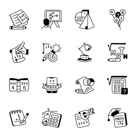 Premium Vector A Set Of Icons For A Math Class