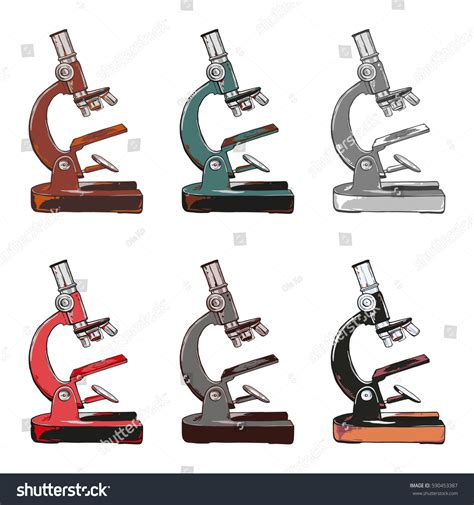 Six Different Color Microscopes Vector Illustration Stock Vector Royalty Free 590453387