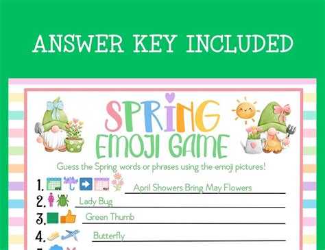 Spring Emoji Game Spring Printable Game Emoji Game Spring Emoji Game