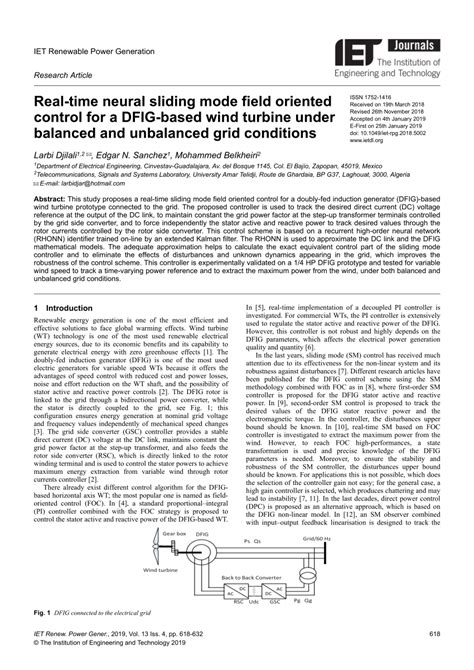 Pdf Real Time Neural Sliding Mode Field Oriented Control For A Dfig Based Wind Turbine Under