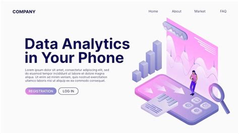 Premium Vector Data Analytics In Your Phone Data Analyse Landing Page