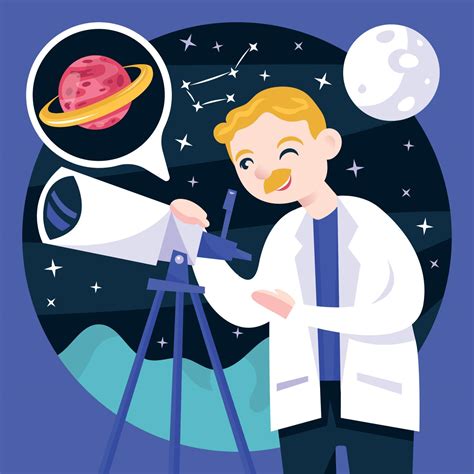 Astrophysicist Observing The Sky 4972630 Vector Art At Vecteezy