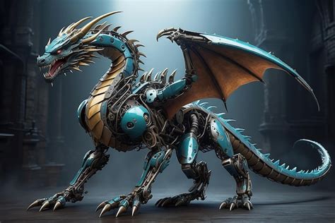 Fantasy Robotic Dragon Premium Ai Generated Image