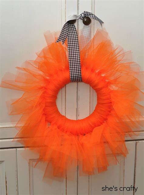 Shes Crafty Orange Tulle Wreath