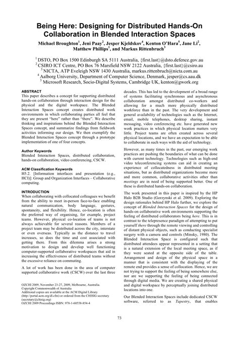 pdf being here designing for distributed hands on collaboration in