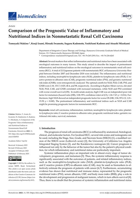 Pdf Comparison Of The Prognostic Value Of Inflammatory And