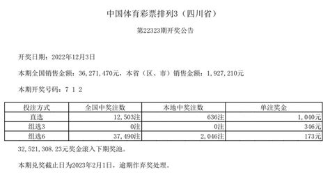 中国体育彩票12月3日开奖结果
