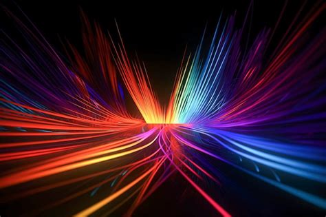 3d의 힘 잠금 해제 제너레이티브 Ai 기술로 생성된 모든 디자인 프로젝트에 완벽한 매혹적이고 트렌디한 창의적인 배경에서 역동적인 색상 라인이 충돌합니다 프리미엄 사진