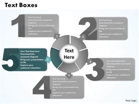 Ppt Five Text Boxes PowerPoint Template Lotus Connections With Circle Business Templates