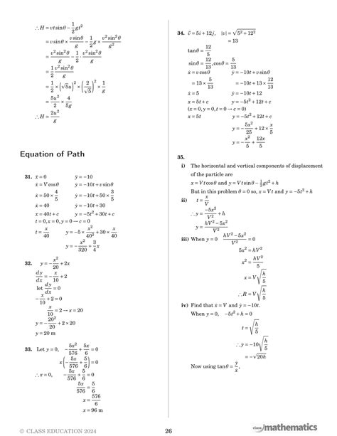 Nsw Year 12 Maths Extension 1 Projectile Motion Class Mathematics