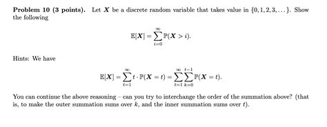 Solved Problem 10 3 Points Let X Be A Discrete Random Chegg Com
