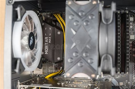 The Contents Of A Desktop Computer The System Unit Of A Modern Computer With The Side Cover