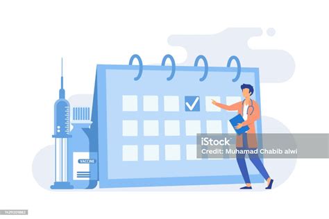 예방 접종 일정 예방 치료 일정 전염병 예방 어린이 예방 접종 계획 성인 예방 접종 달력 평면 디자인 현대 일러스트 레이 션 개념에 대한 스톡 벡터 아트 및 기타 이미지