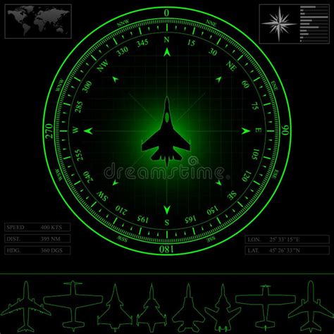Radar Screen With Compass Stock Vector Illustration Of Mission 37036679