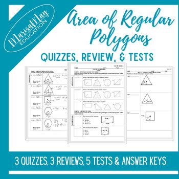 Area Of Regular Polygons Assessment Bundle Quiz Reviews Tests