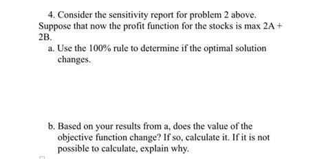 2 below is a sensitivity analysis for a problem you