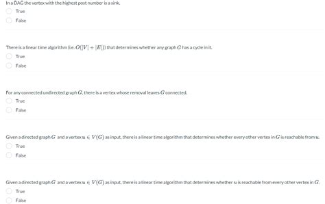Solved In A DAG The Vertex With The Highest Post Number Is A Chegg